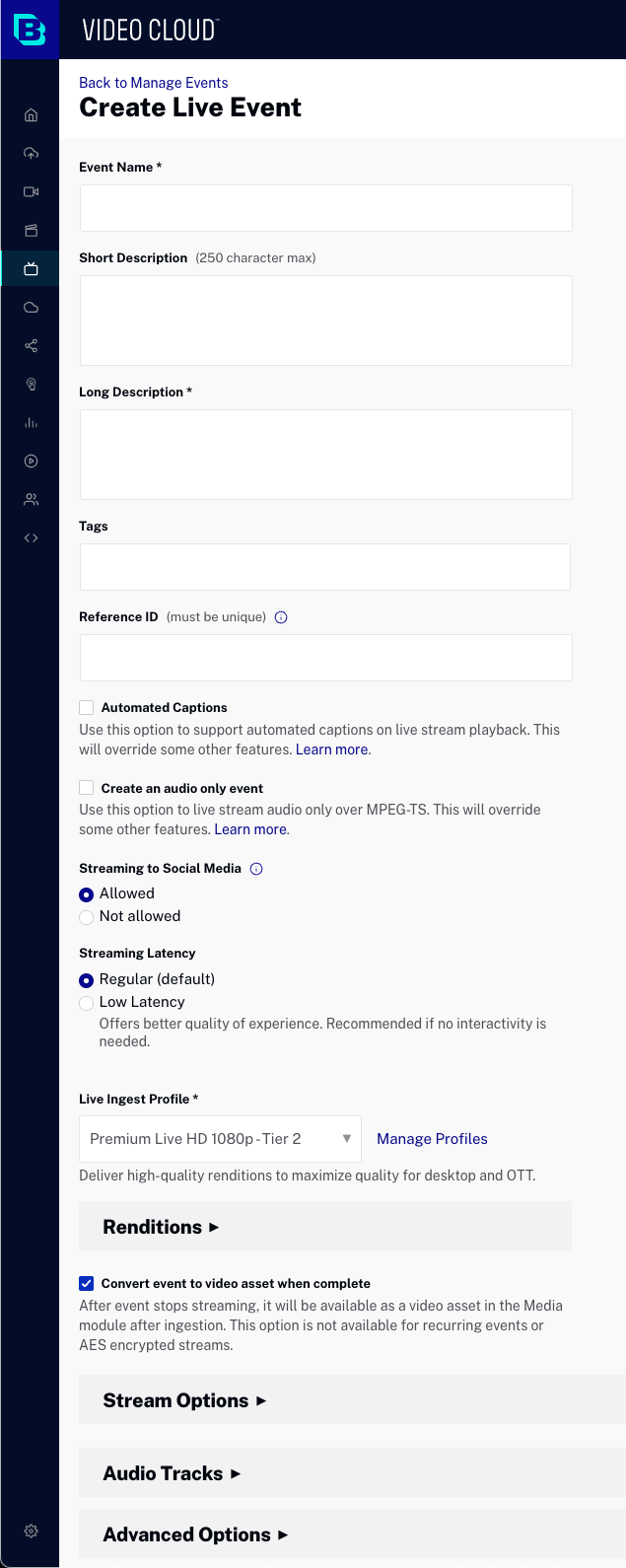 Creating and Managing Live Events using the Live Module